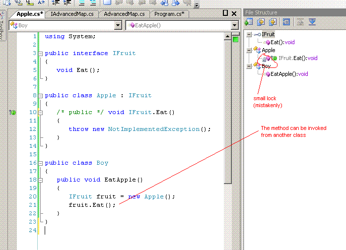 Explicit interface implementation is shown as 'private' in File Structure – ReSharper Support ...