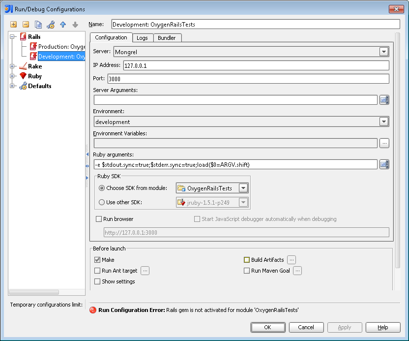 Error: Rails gem is not activated for module. – IDEs Support (IntelliJ Platform) | JetBrains