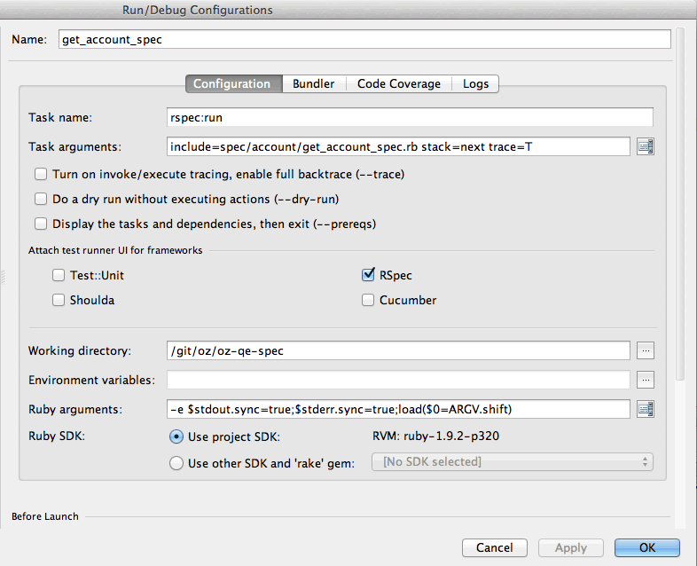 Problem getting rake and rspec debugging configurations to work – IDEs Support (IntelliJ ...