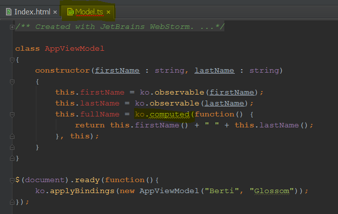 Webstorm 6 Minor Issue With Knockoutjs Ides Support Intellij Platform Jetbrains