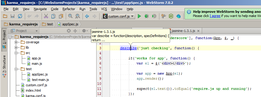 Help! Can't recognise Jasmine methods in Webstorm – IDEs Support (IntelliJ Platform) | JetBrains